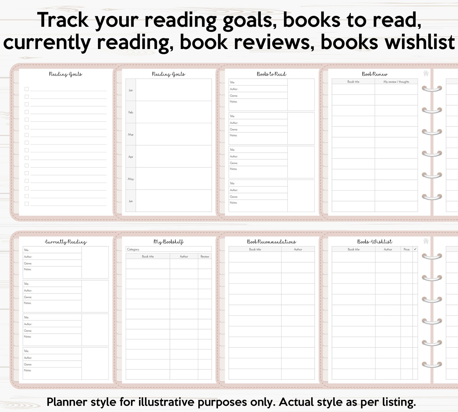 Reading Onenote Digital Planner Templates Inserts Pack REGULAR | Etsy