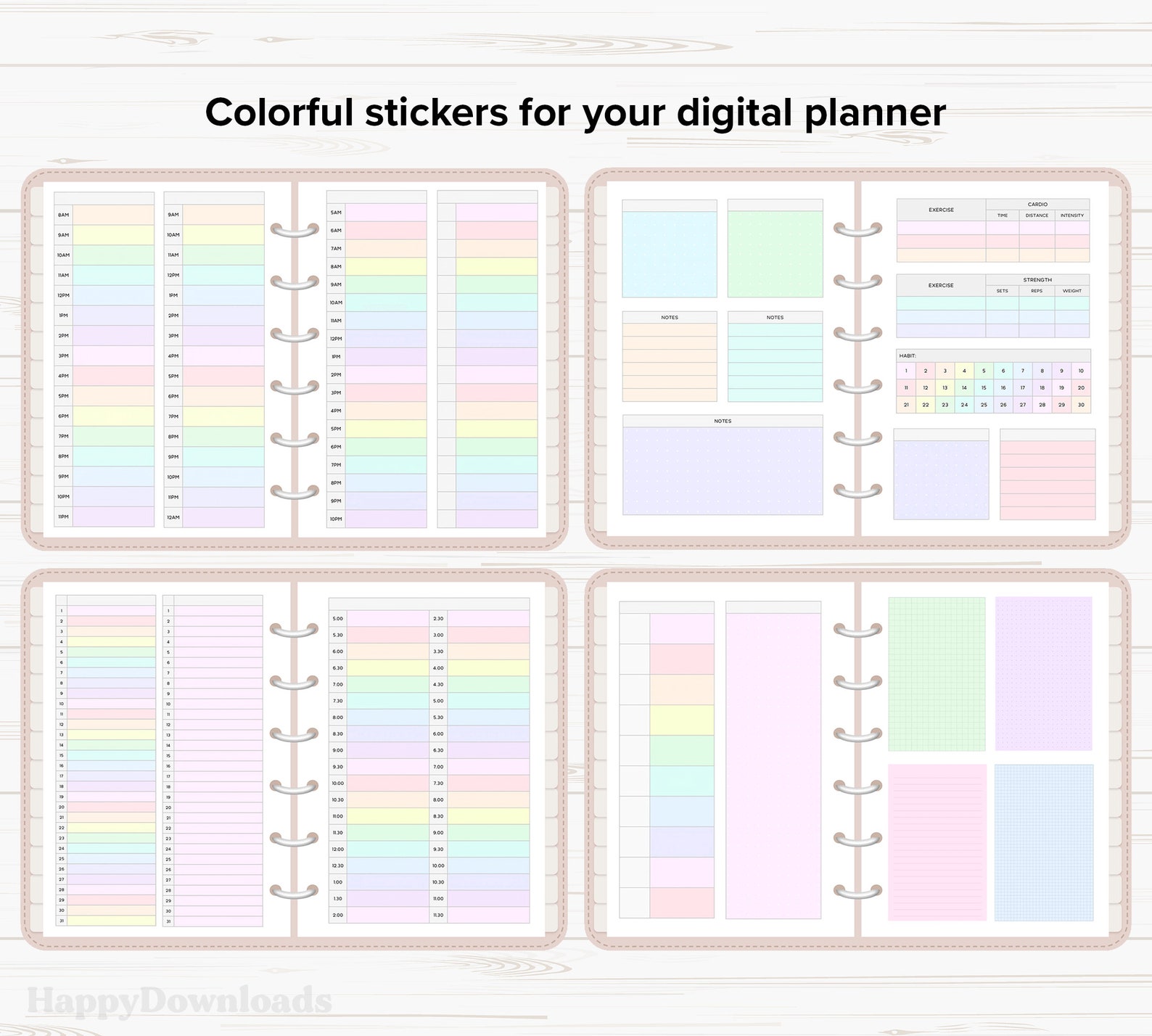 Rainbow Widgets Digital Stickers, Digital Planner Stickers, Tracker ...
