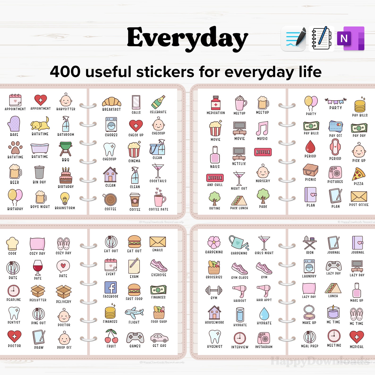 Everyday Life Digital Stickers Daily Planner Stickers - Etsy UK