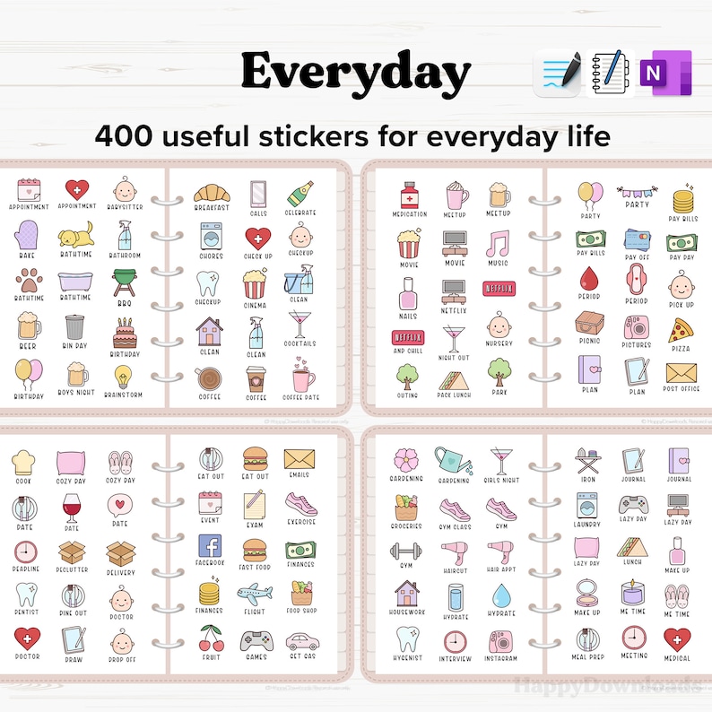 Everyday Life Digital Stickers Daily Planner Stickers - Etsy