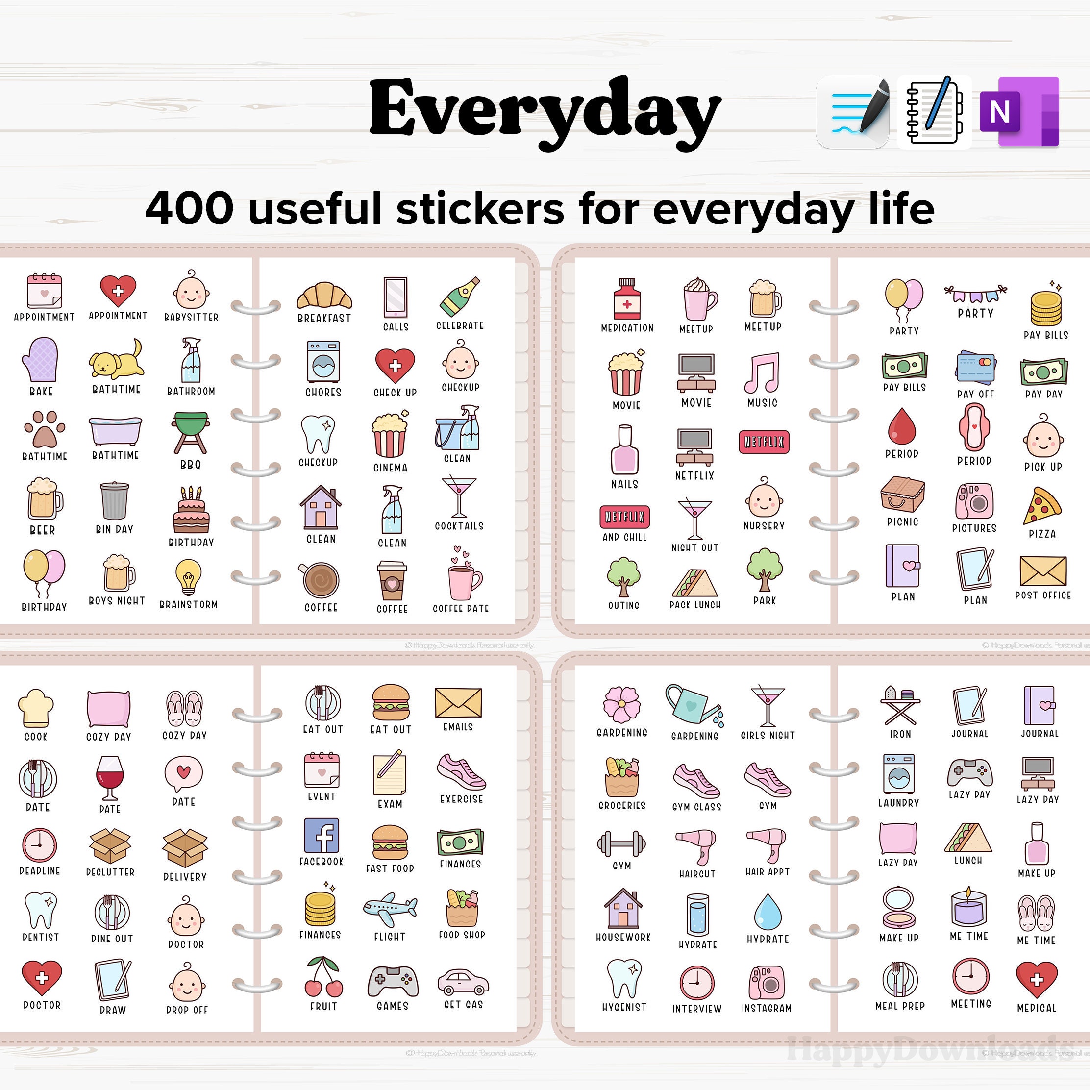 Everyday Life Digital Stickers Daily Planner Stickers - Etsy UK