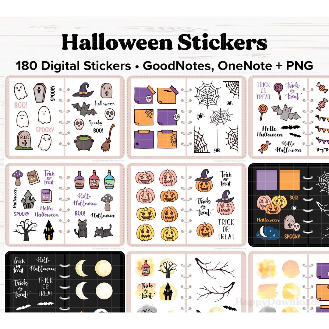 Halloween Digital Stickers, Cute Spooky Stickers, Halloween Stickers ...