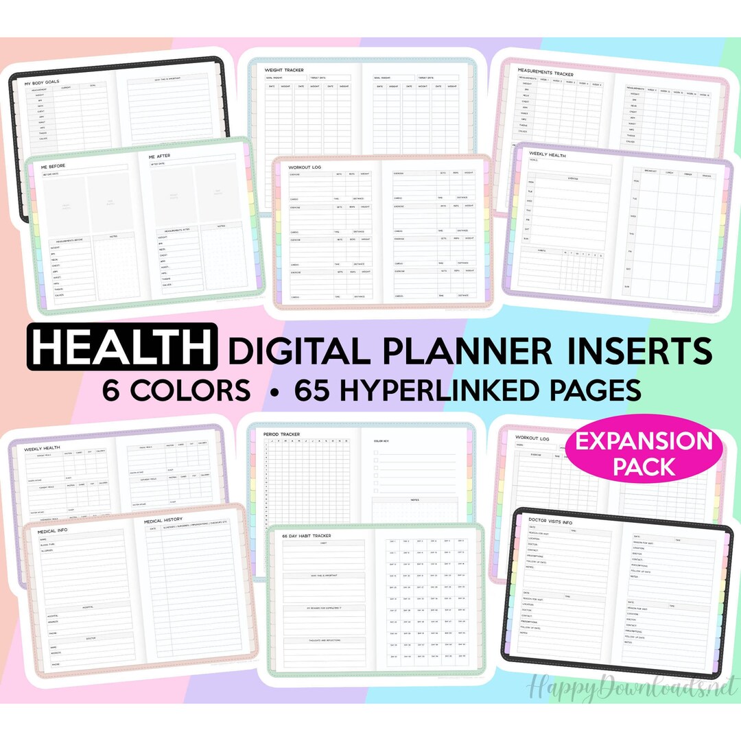 Health Digital Planner Health Planner Fitness Planner Health Tracker ...