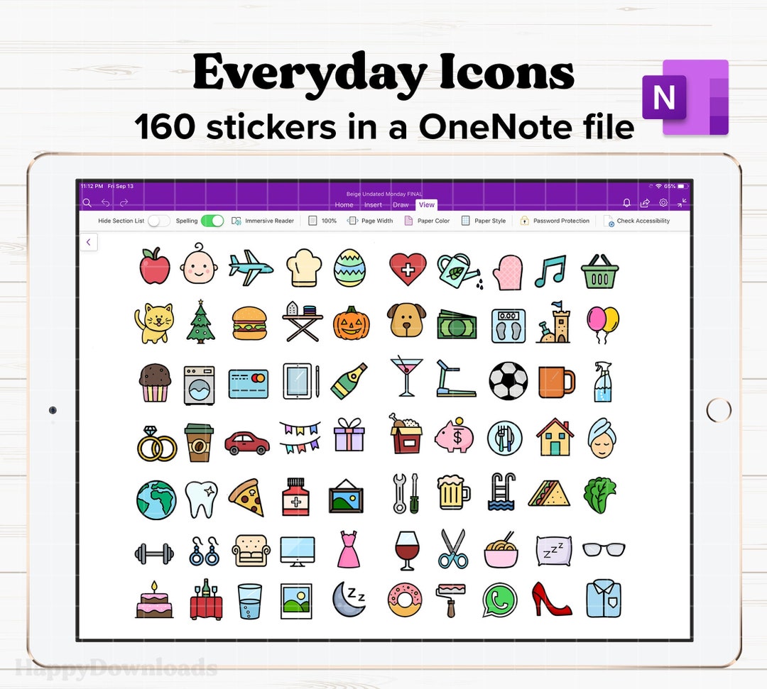 Onenote Digital Stickers Everyday Icons Stickers Daily Life - Etsy