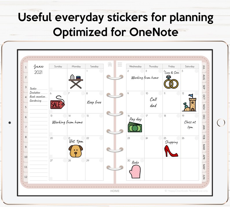 Onenote Digital Stickers, Everyday Icons Stickers, Daily Life Stickers ...