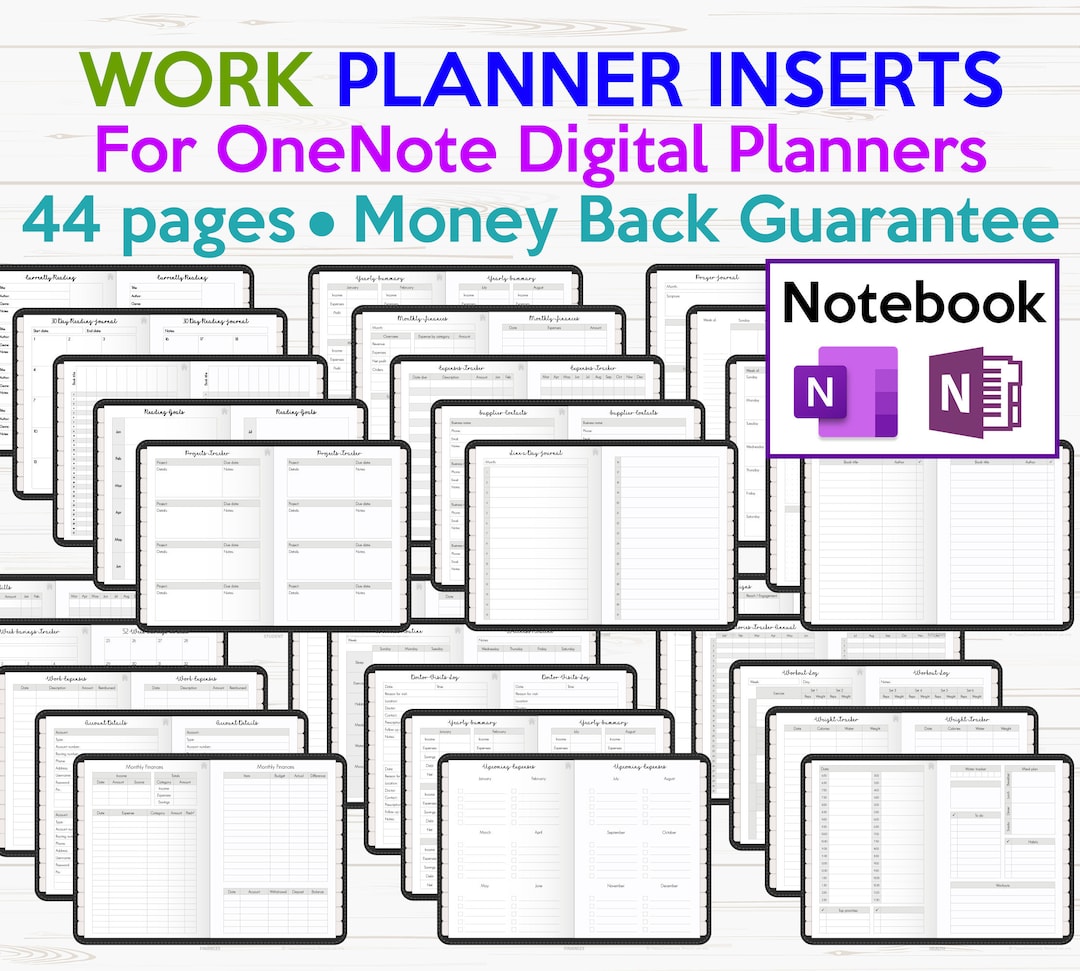Work Onenote Digital Planner Templates Inserts Pack NOTEBOOK - Etsy