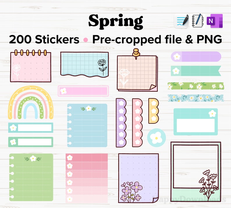 Spring Digital Stickers Spring Stickers Seasonal Stickers | Etsy