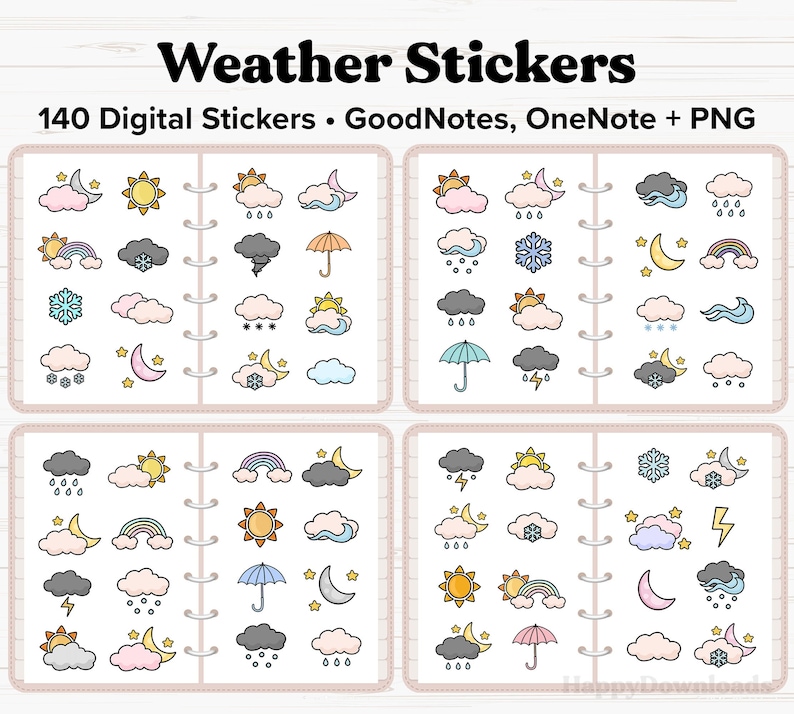 Weather Digital Stickers Weather Stickers Digital Planner - Etsy
