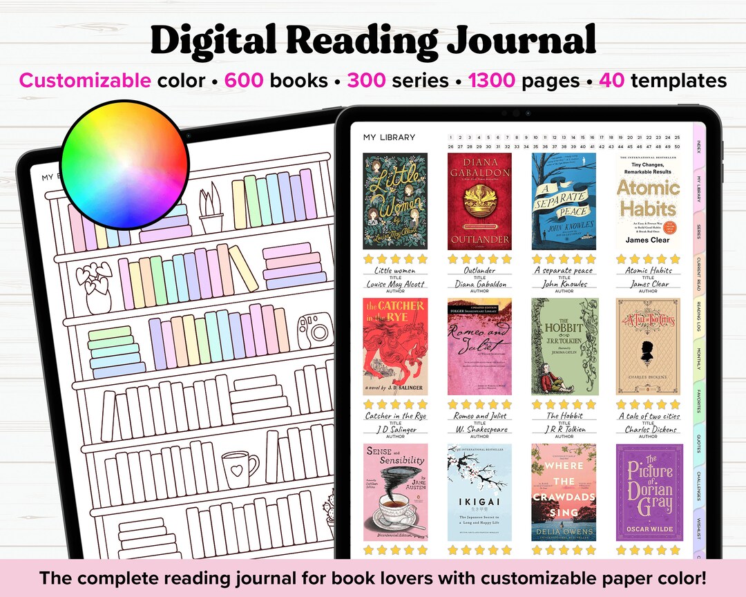 Digital Reading Journal Digital Reading Planner Reading - Etsy