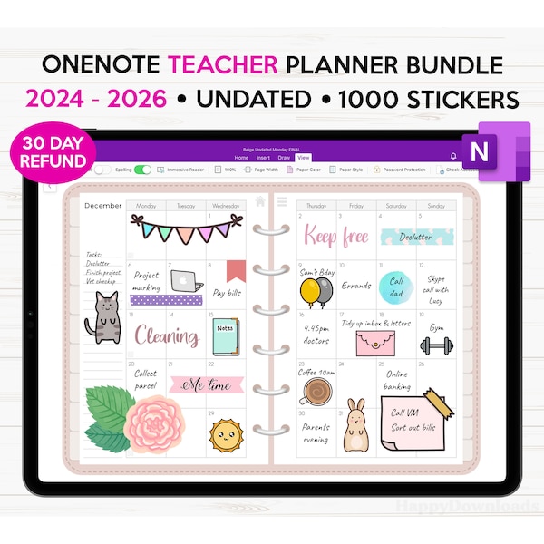 Onenote Teacher Weekly Planner - Etsy