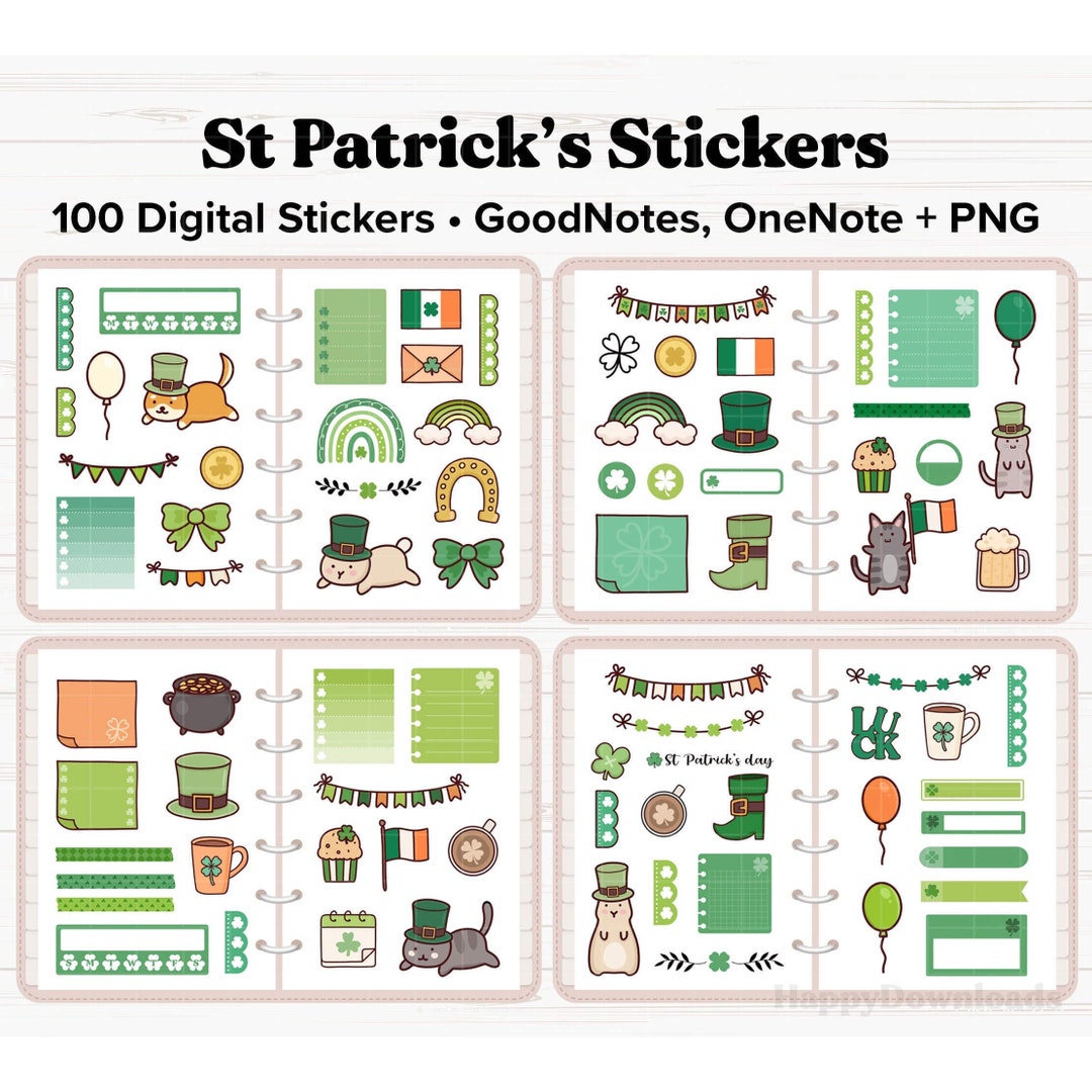 St Patrick's Day Digital Stickers, St Patricks Stickers, Holiday ...