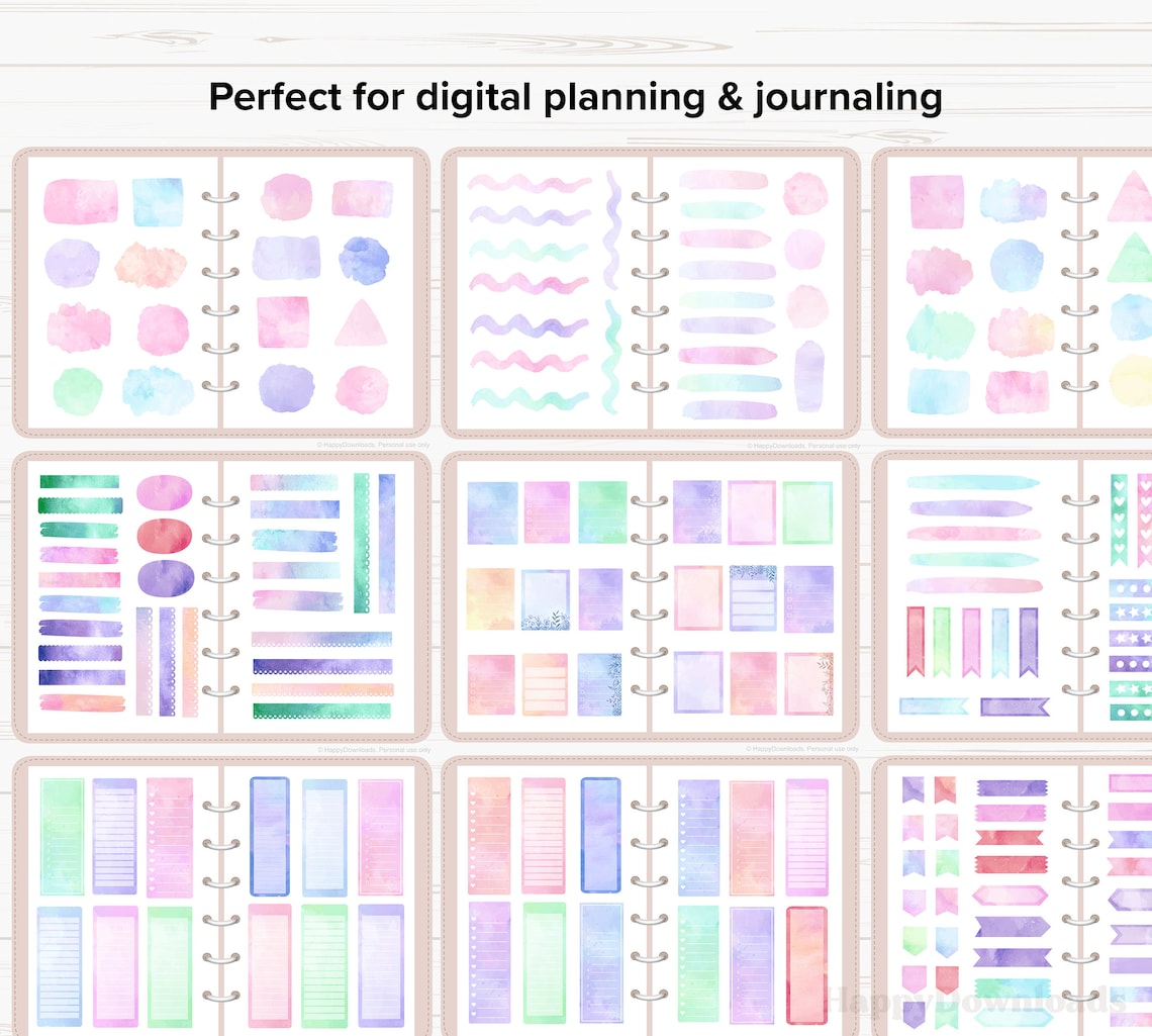 Watercolor Digital Stickers Watercolor Stickers Goodnotes - Etsy