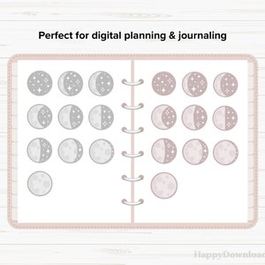 Moon Phases Digital Stickers, Moon Stickers, Goodnotes Stickers ...