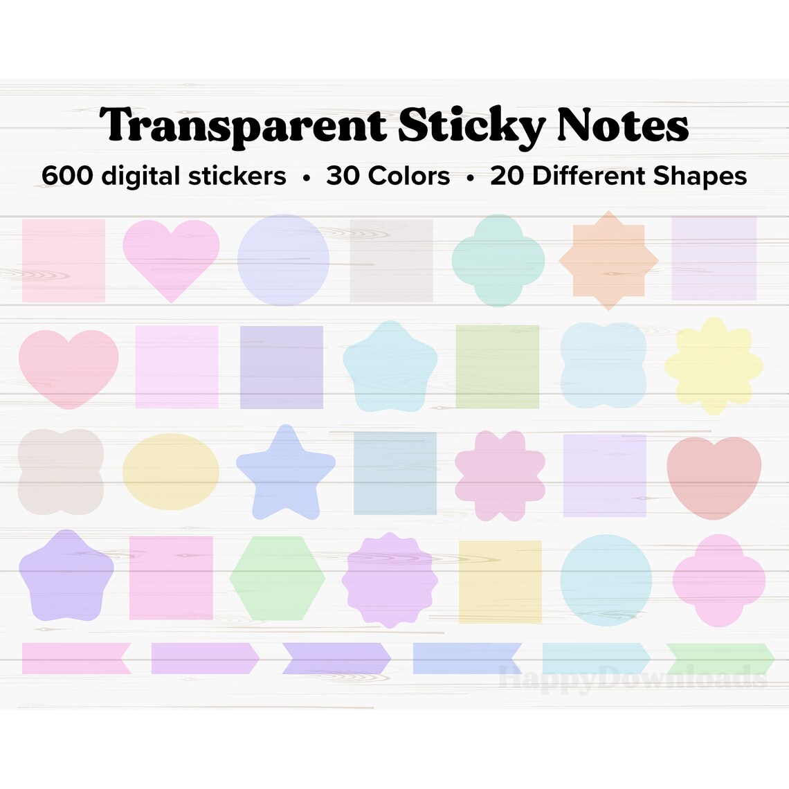 Transparent Digital Stickers, Digital Sticky Notes, Digital Planner ...
