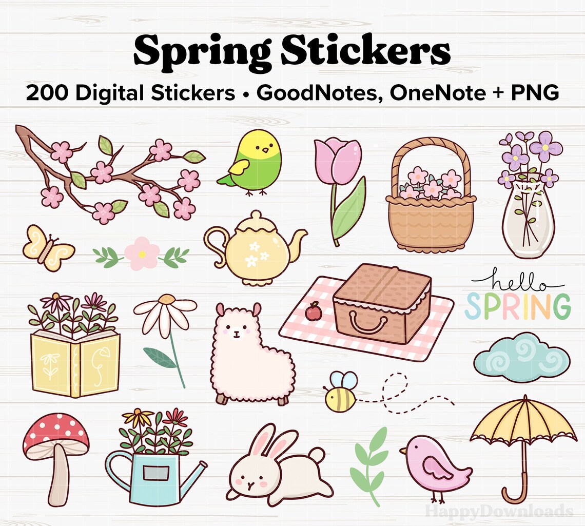 Spring Digital Stickers Spring Stickers Seasonal Stickers - Etsy