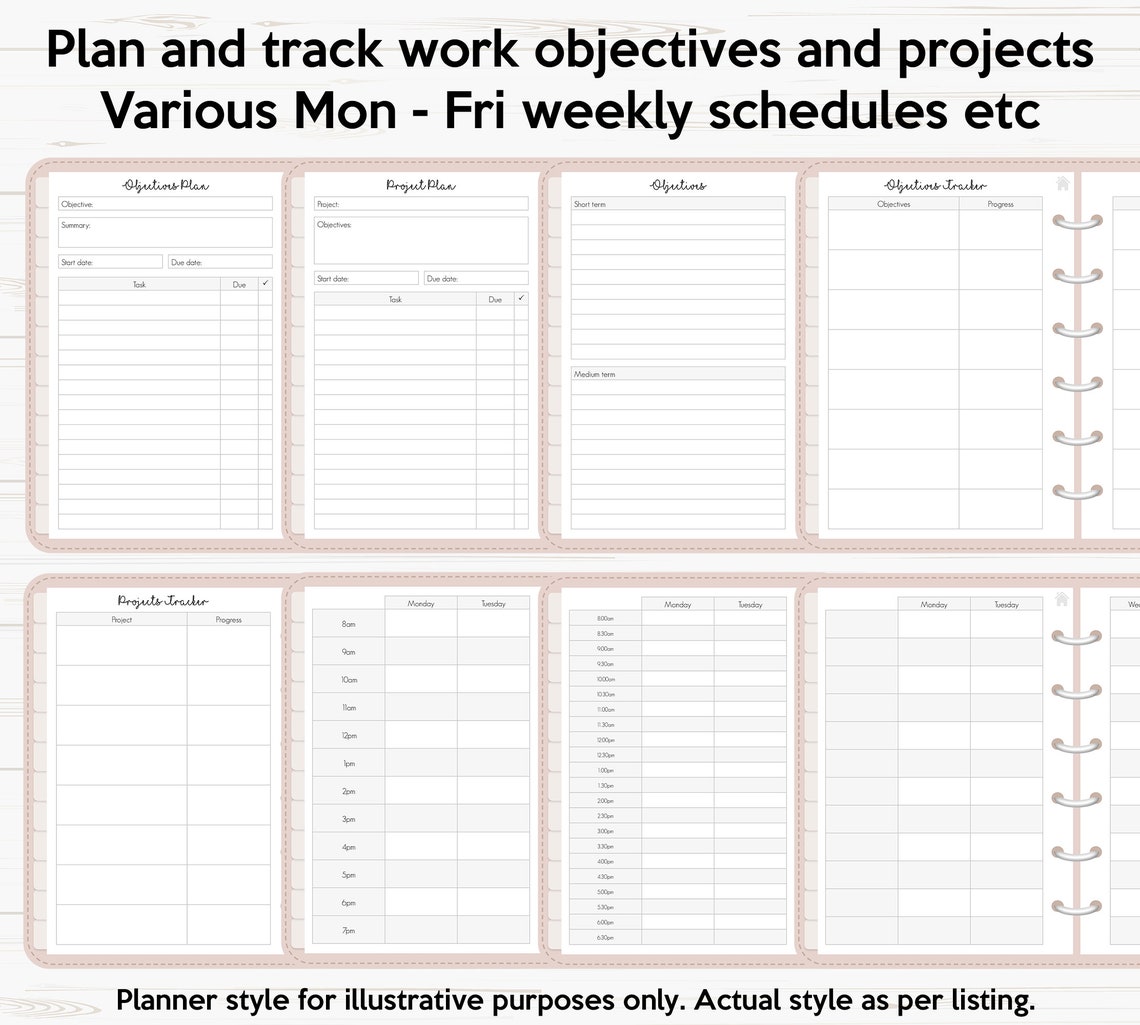 Work Onenote Digital Planner Templates Inserts Pack REGULAR - Etsy