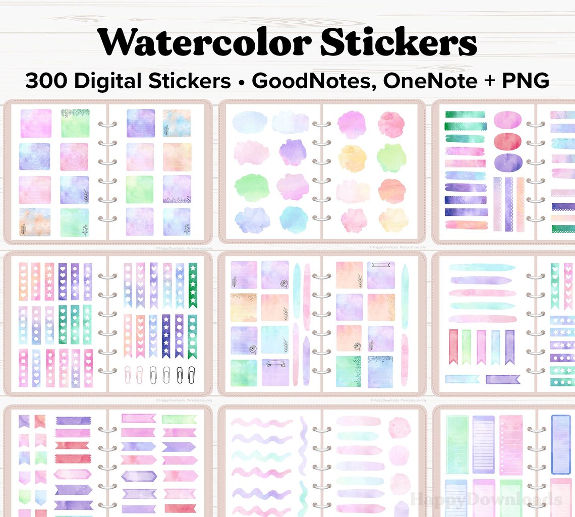 Watercolor Digital Stickers Watercolor Stickers Goodnotes - Etsy