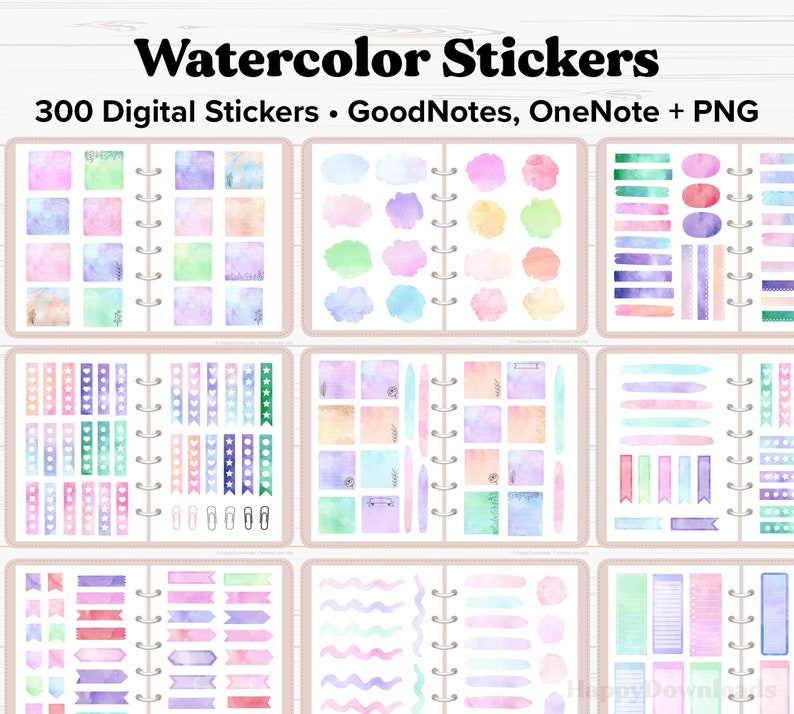 Watercolor Digital Stickers Watercolor Stickers Goodnotes - Etsy