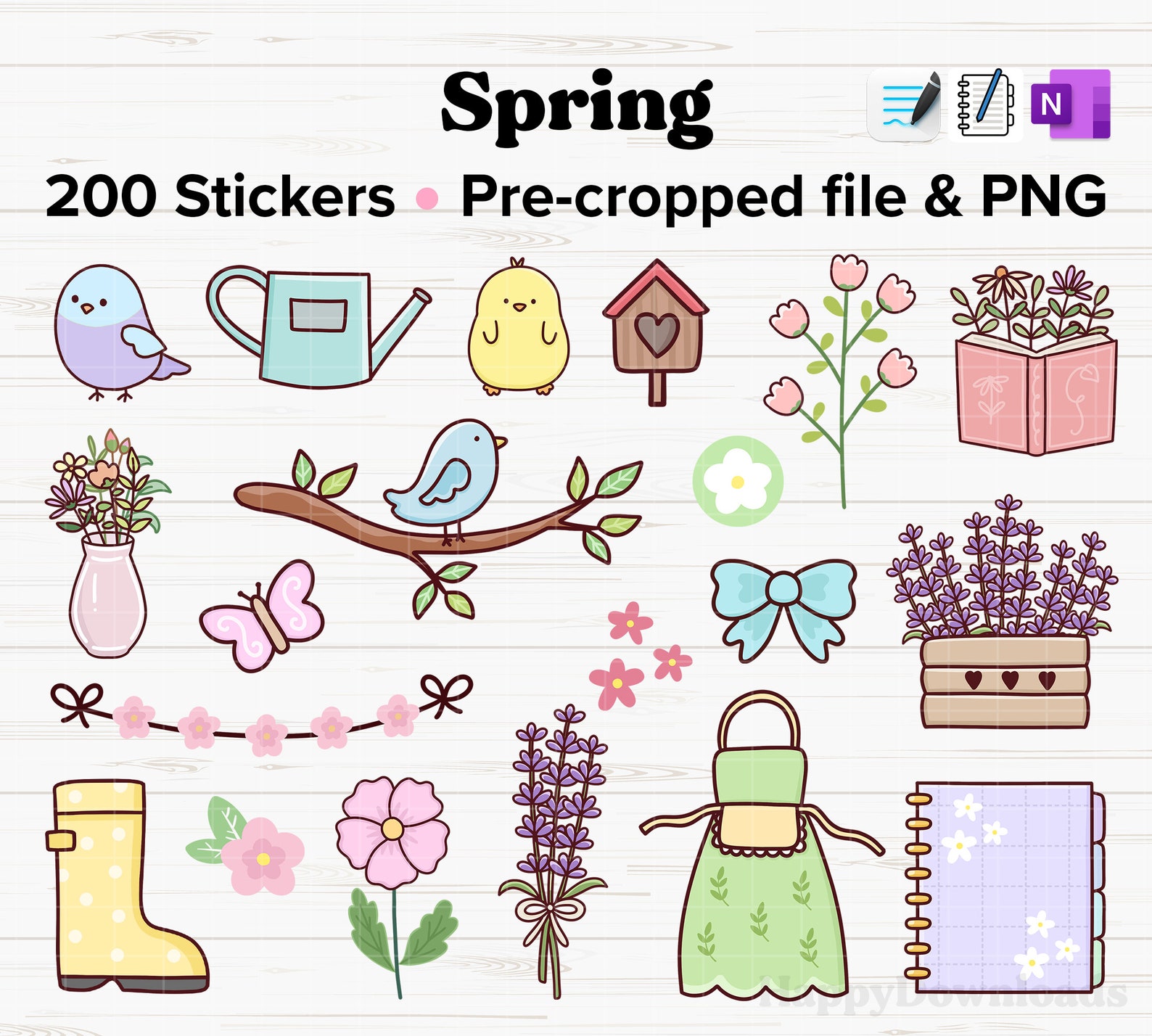 Spring Digital Stickers Spring Stickers Seasonal Stickers | Etsy