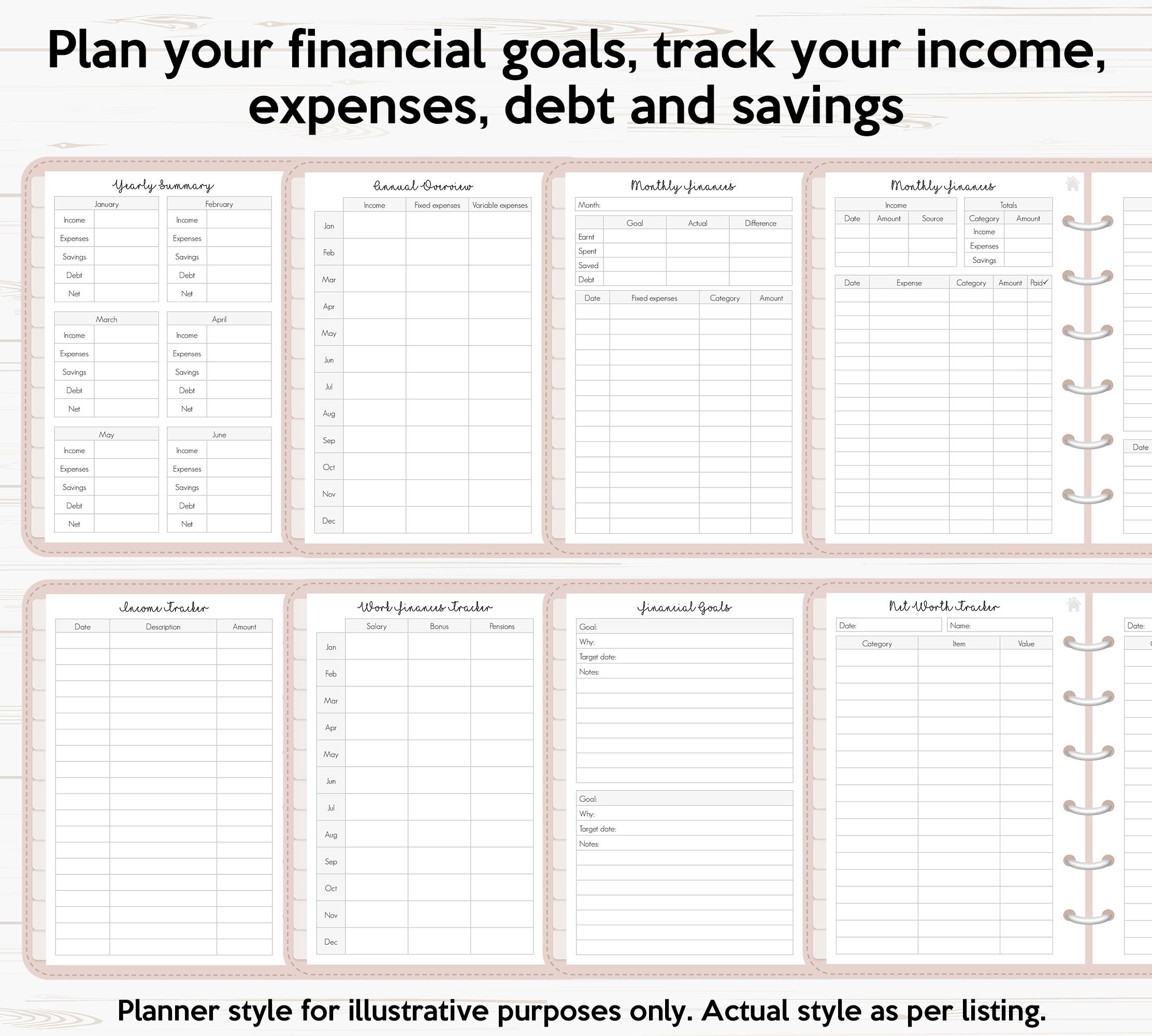 Onenote Digital Planner Templates Finance Template Finance | Etsy
