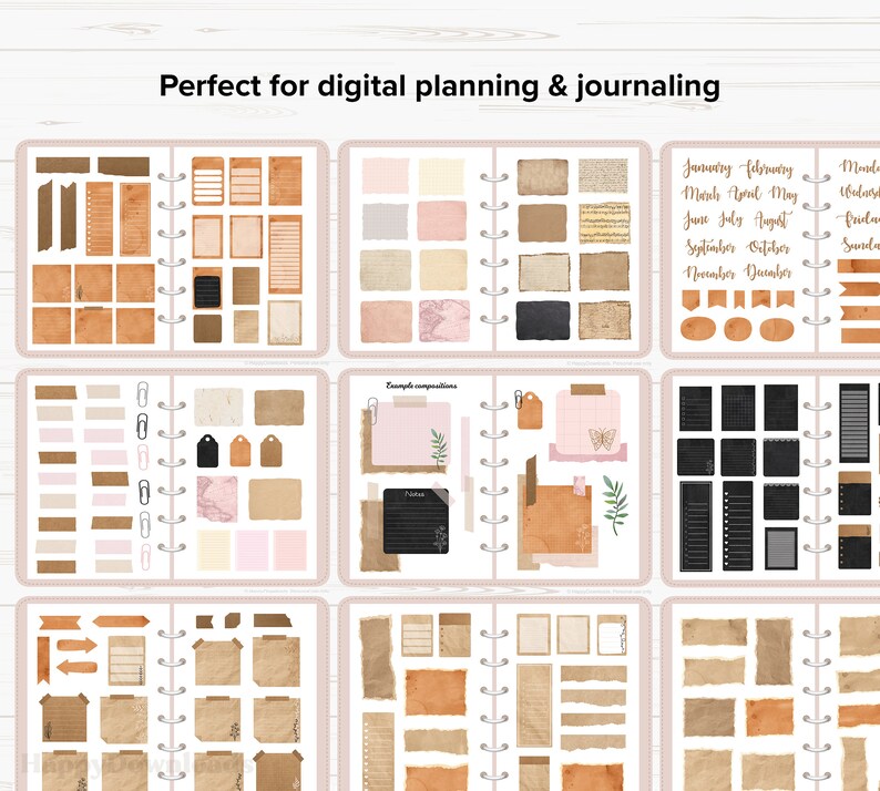 Vintage Paper Digital Stickers Vintage Stickers Goodnotes - Etsy