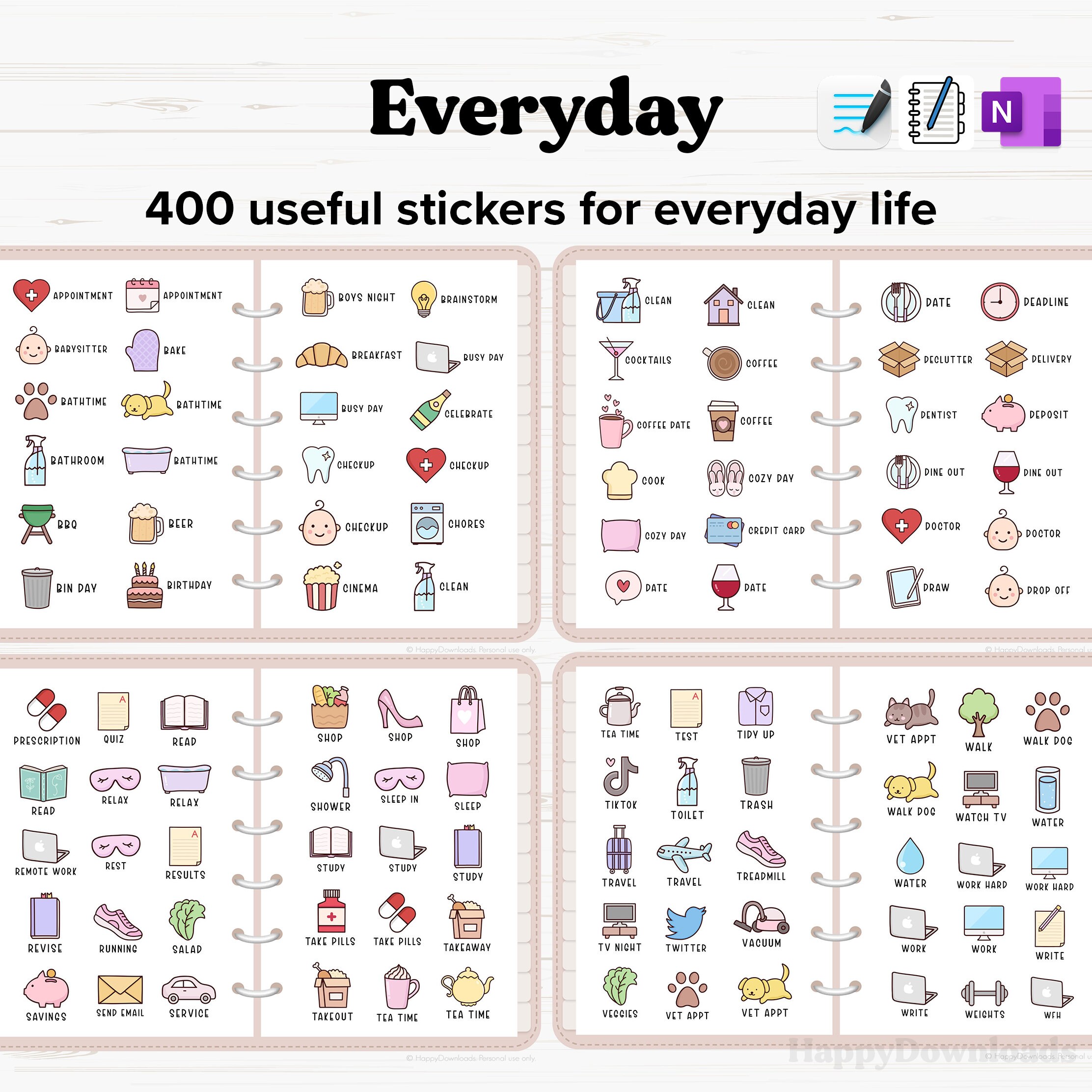 Everyday Life Digital Stickers Daily Planner Stickers - Etsy UK