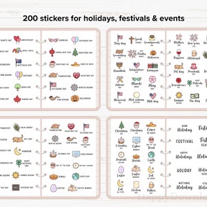 Holiday Digital Stickers, Seasonal Stickers, Holidays Stickers, Digital ...
