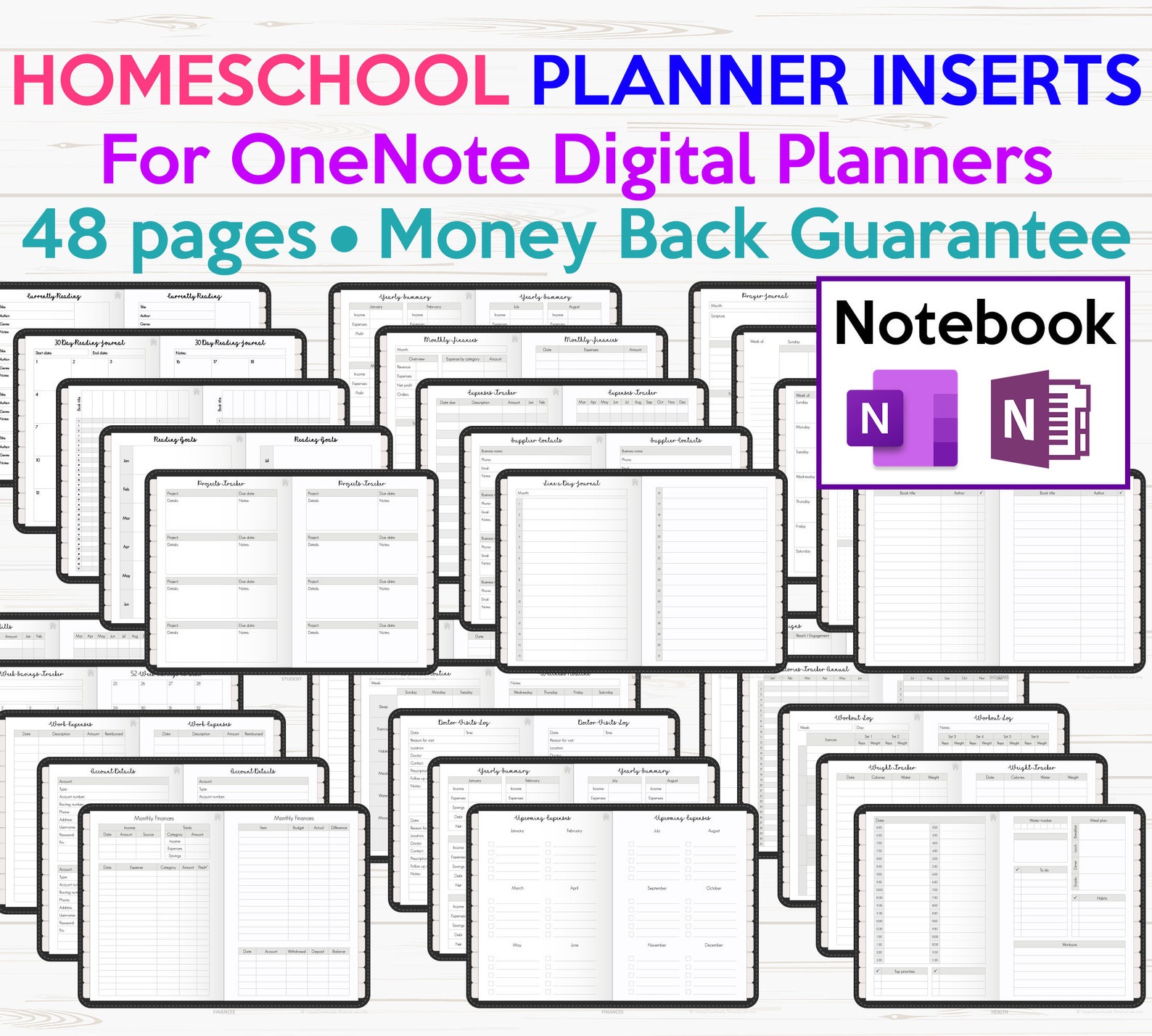 Homeschool Onenote Digital Planner Templates Inserts Pack - Etsy