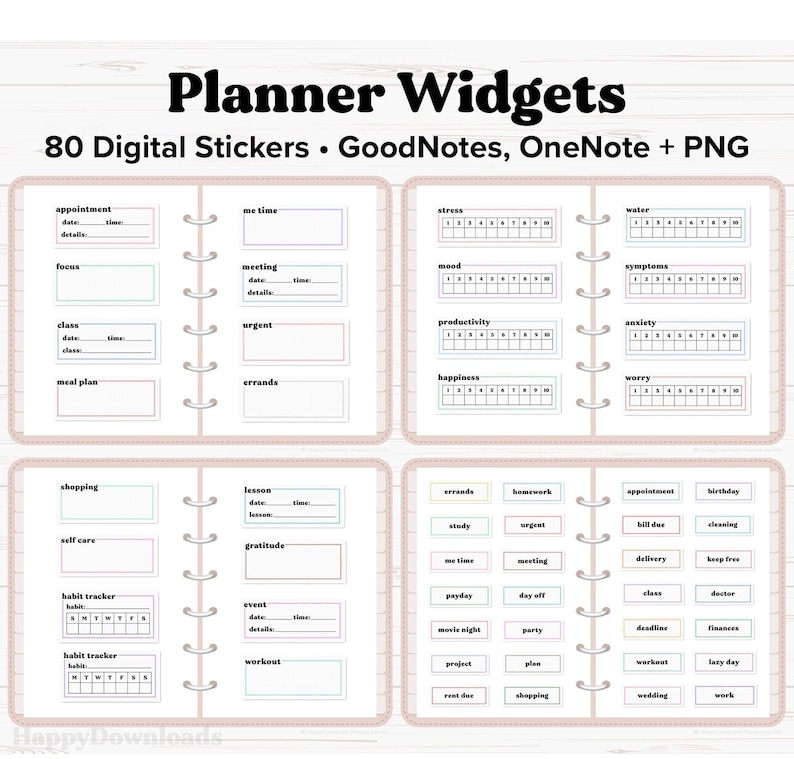 Planner Widgets Digital Stickers, Widget Stickers, Reminder Stickers ...