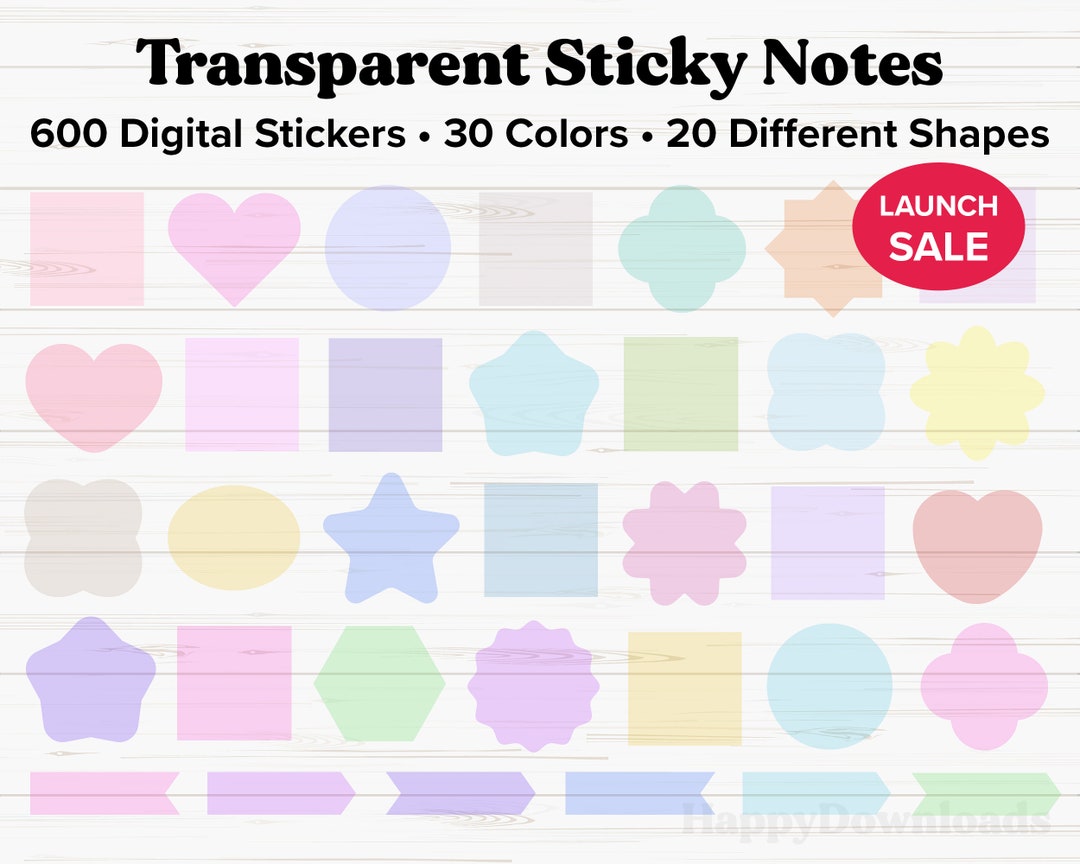 Transparent Digital Stickers Digital Sticky Notes Digital - Etsy