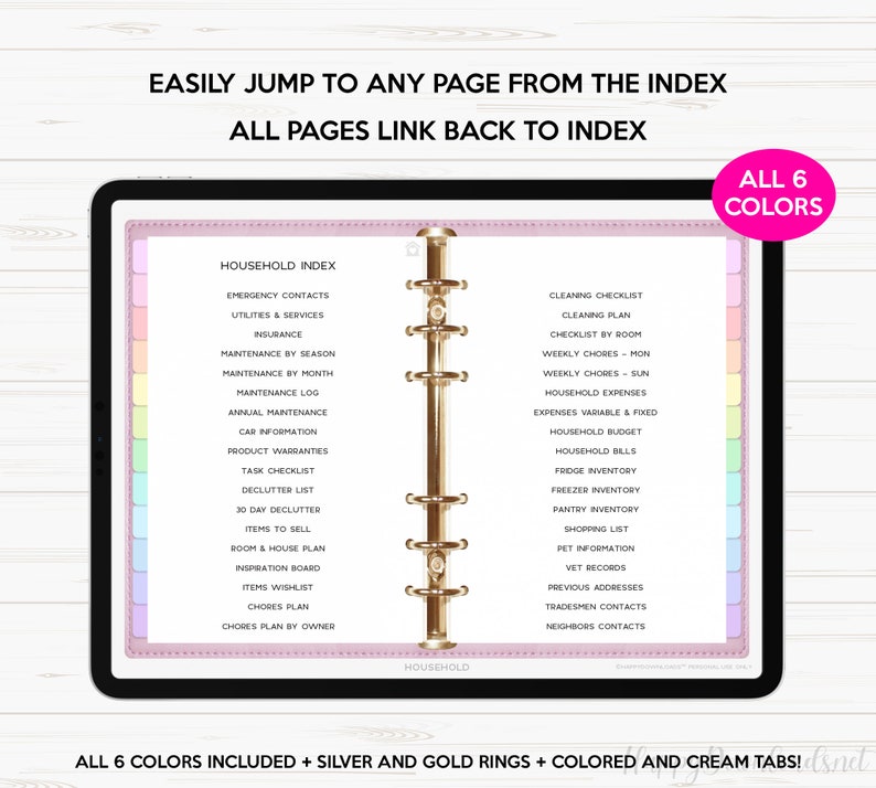 Household Digital Planner Home Digital Planner Inserts Goodnotes ...