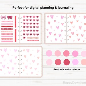 Valentine's Day Digital Stickers, Valentines Stickers, Pink Digital ...