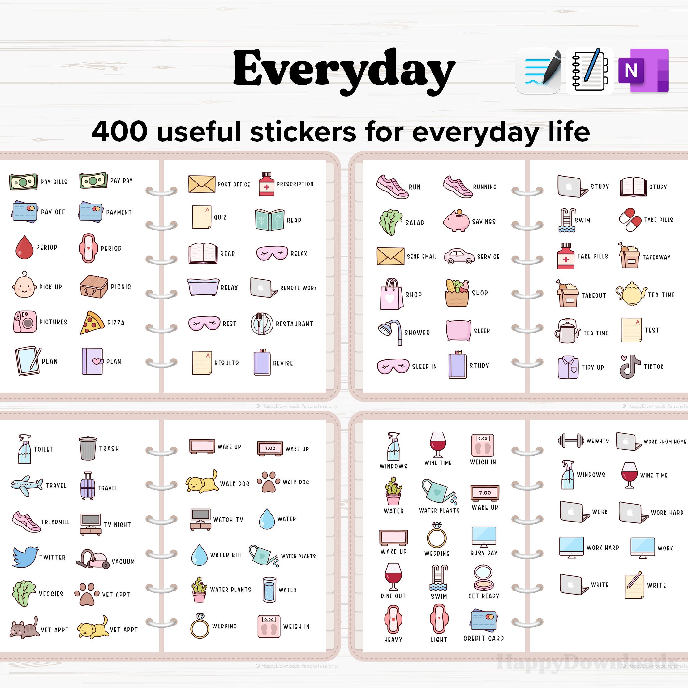 Everyday Life Digital Stickers Daily Planner Stickers - Etsy UK