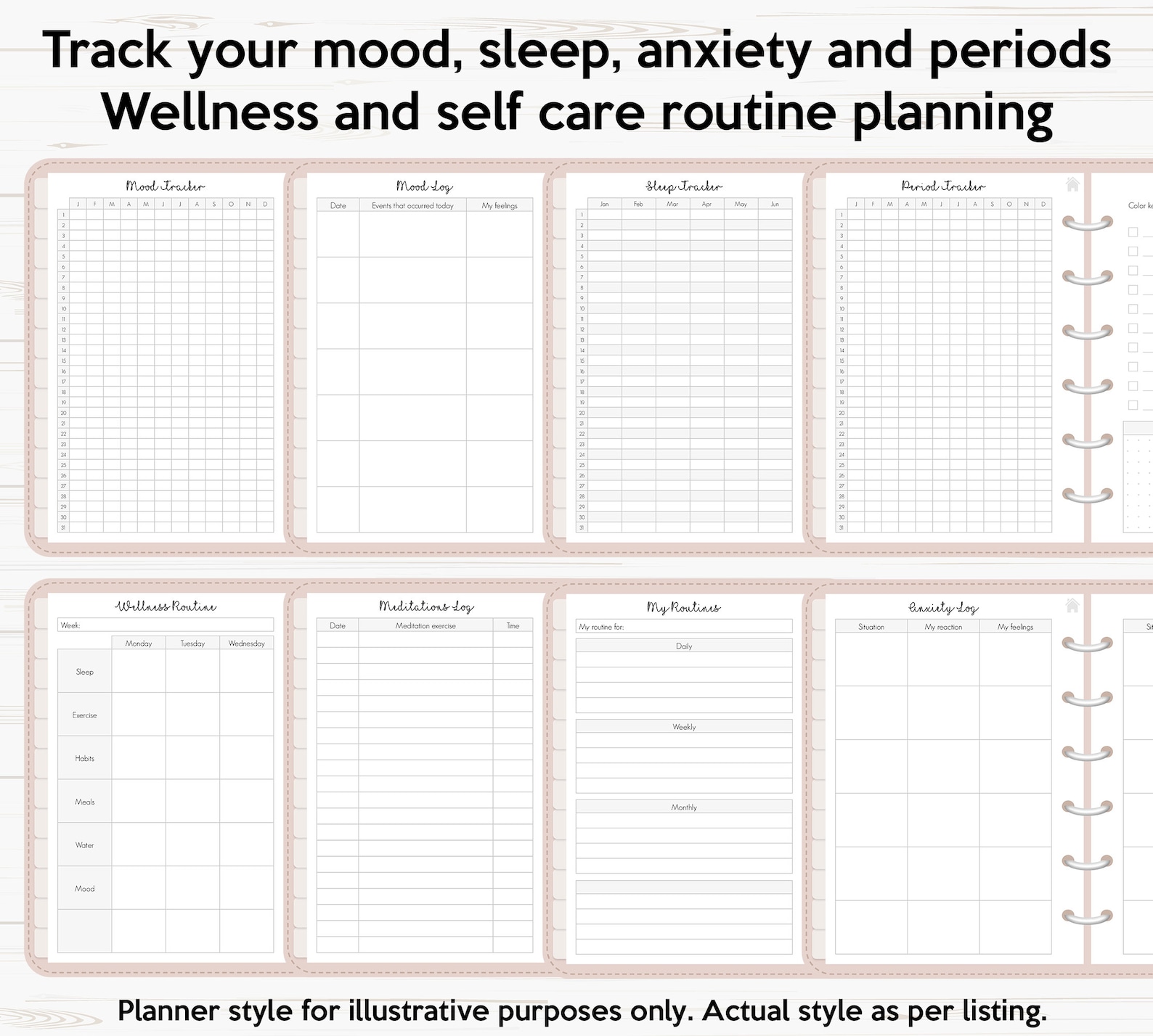 Health Fitness Wellness Onenote Digital Planner Templates Inserts Pack ...