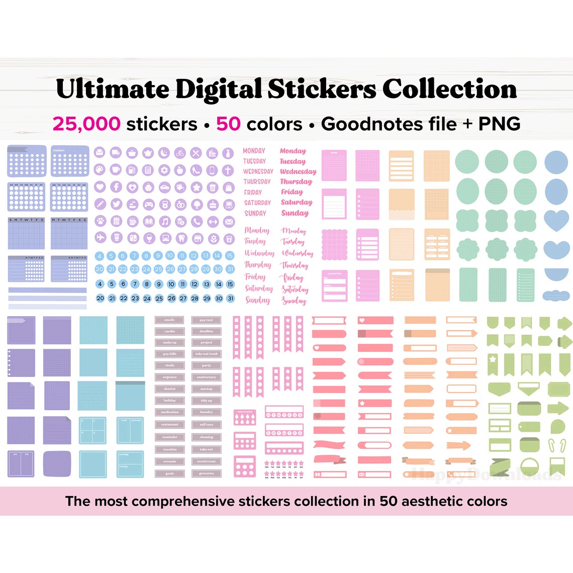 Goodnotes Stickers, Functional Planner Stickers, iPad Stickers ...