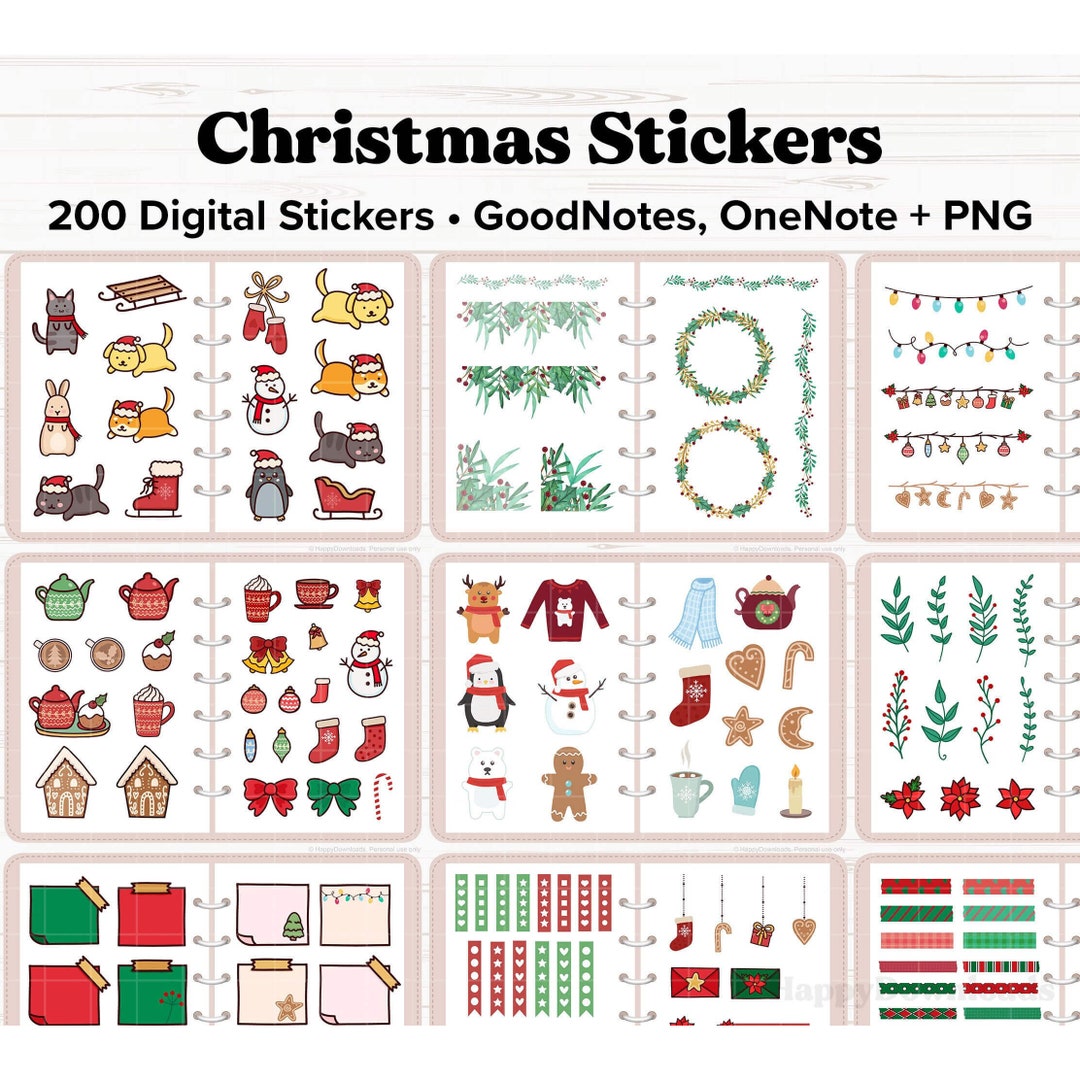Christmas Digital Stickers, Christmas Stickers, Holiday Stickers ...