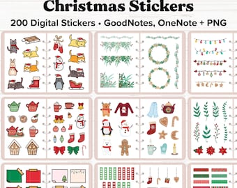 Winter Holiday Digital Stickers, Christmas Stickers, Holiday Stickers ...