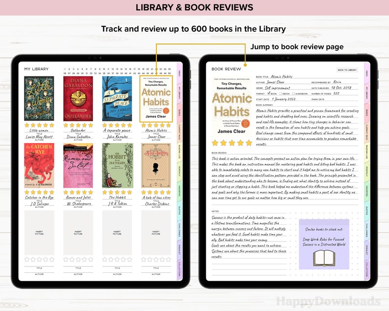 Digital Reading Journal Digital Reading Planner Reading - Etsy