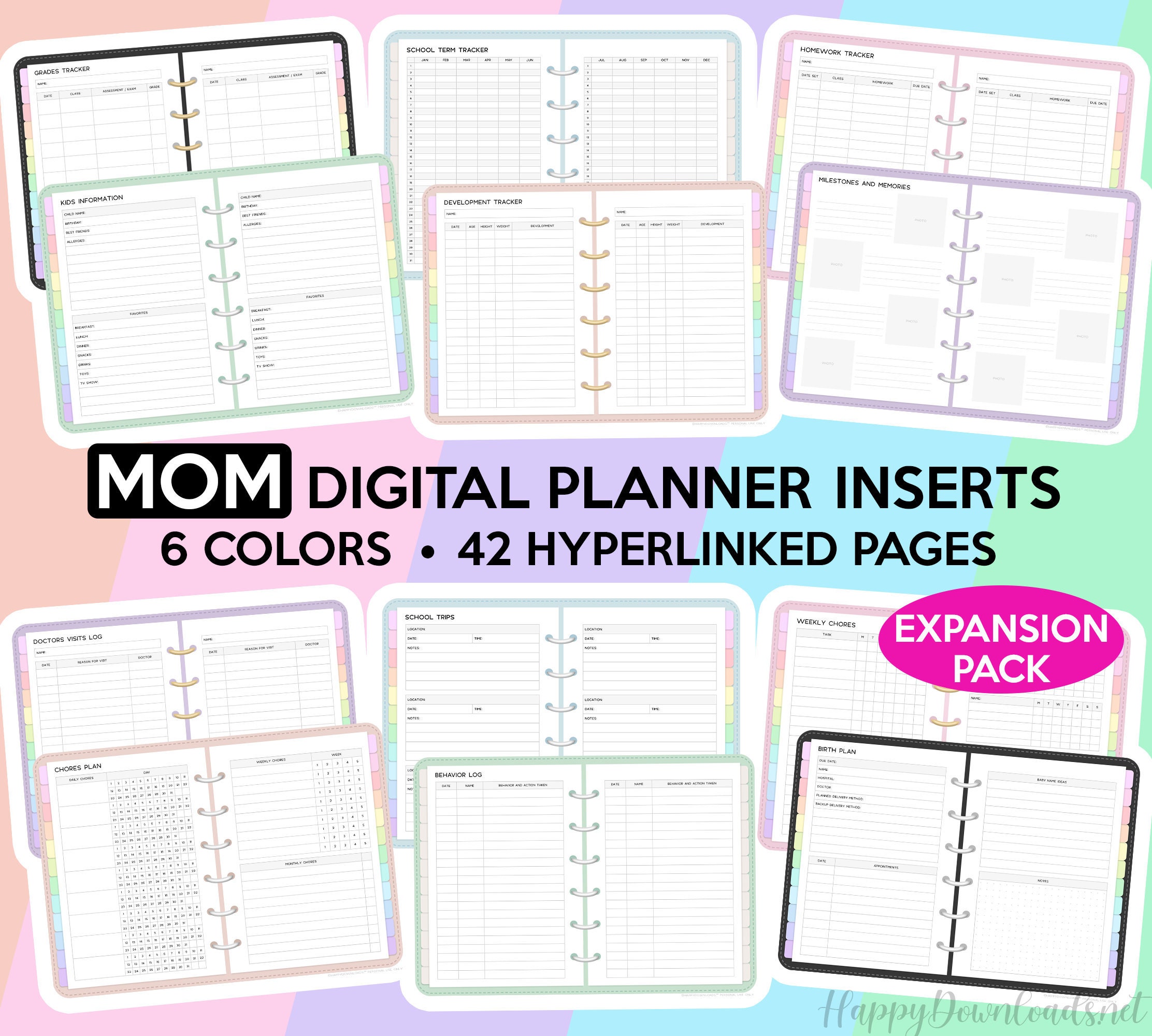Mom Digital Planner Mom Planner Inserts Family Planner - Etsy