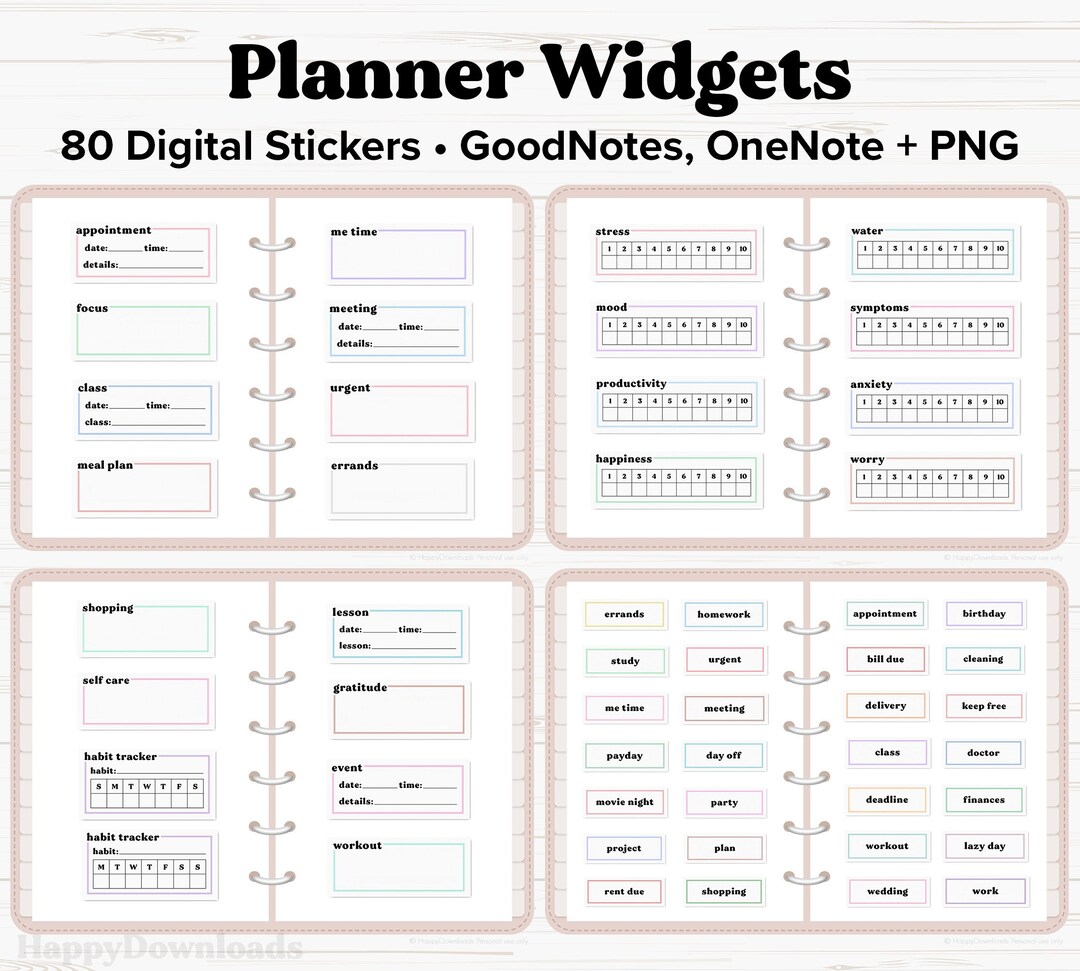 Planner Widgets Digital Stickers Widget Stickers Reminder - Etsy