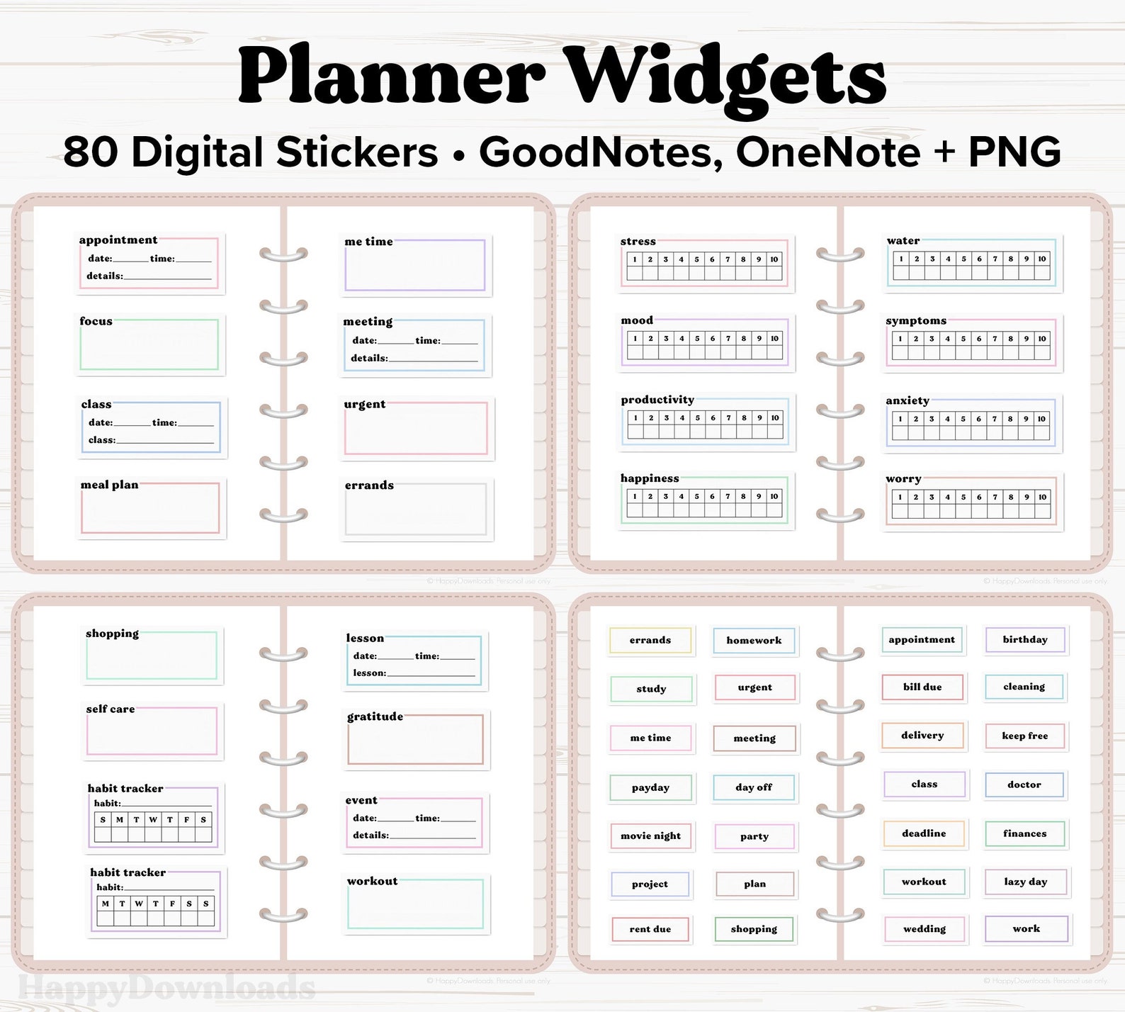 Planner Widgets Digital Stickers Widget Stickers Reminder - Etsy