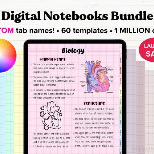 Portrait Digital Notebook With Tabs Goodnotes Notebook - Etsy