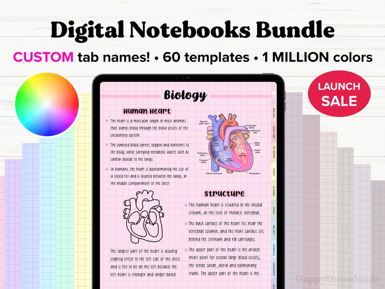 Portrait Digital Notebook With Tabs Goodnotes Notebook - Etsy