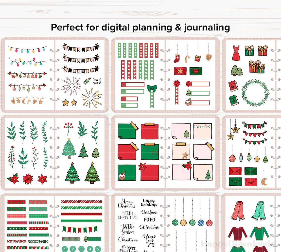 Christmas Digital Stickers Christmas Stickers Holiday - Etsy