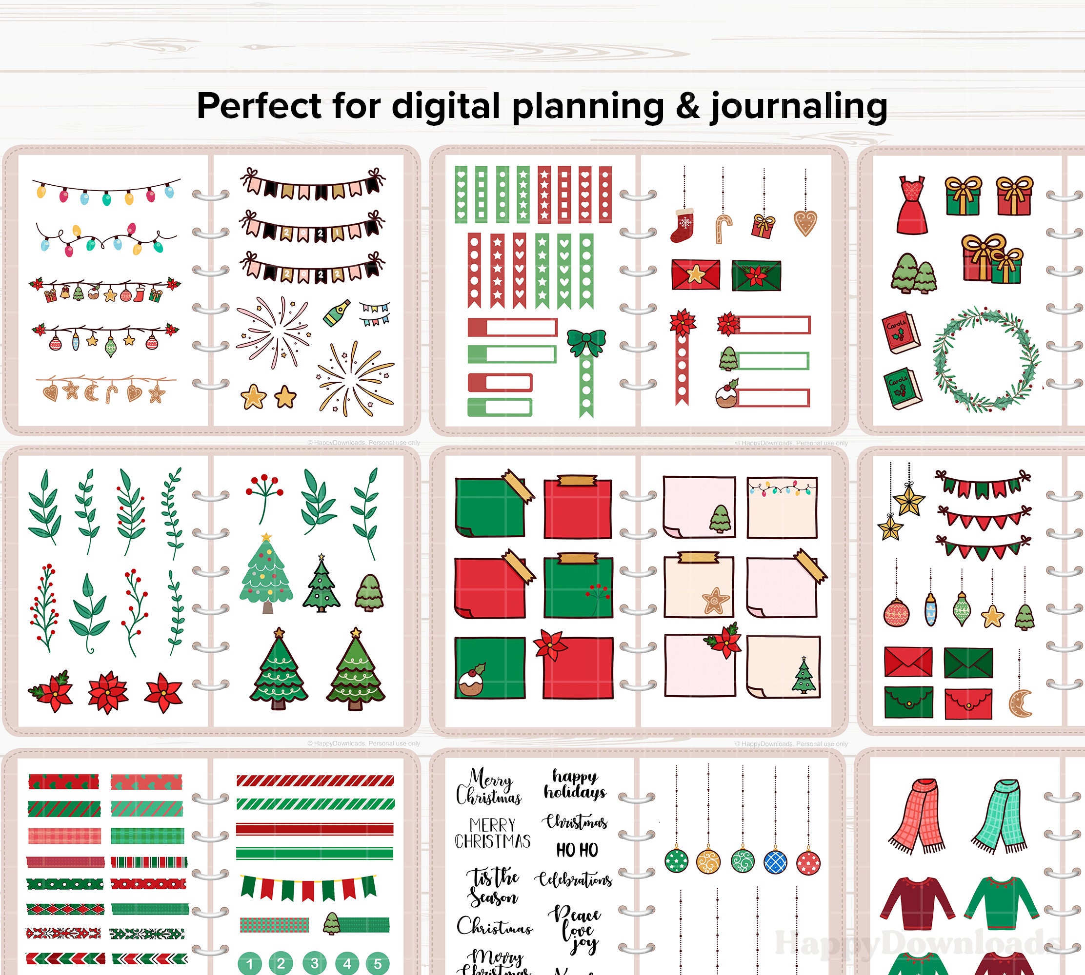 Christmas Digital Stickers Christmas Stickers Holiday - Etsy