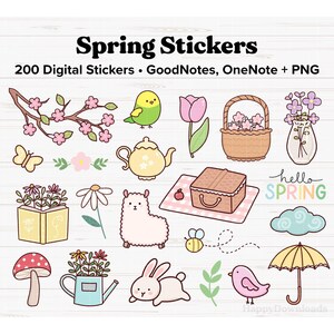 Spring Digital Stickers, Spring Stickers, Seasonal Stickers, Pre ...