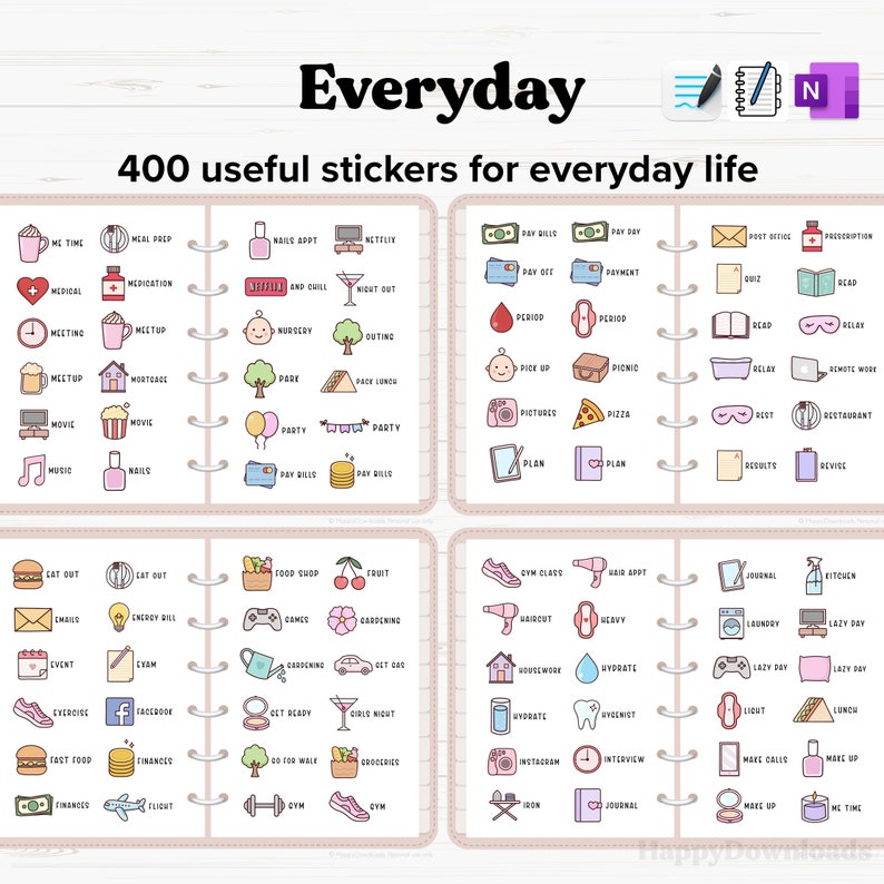 Everyday Life Digital Stickers Daily Planner Stickers - Etsy UK