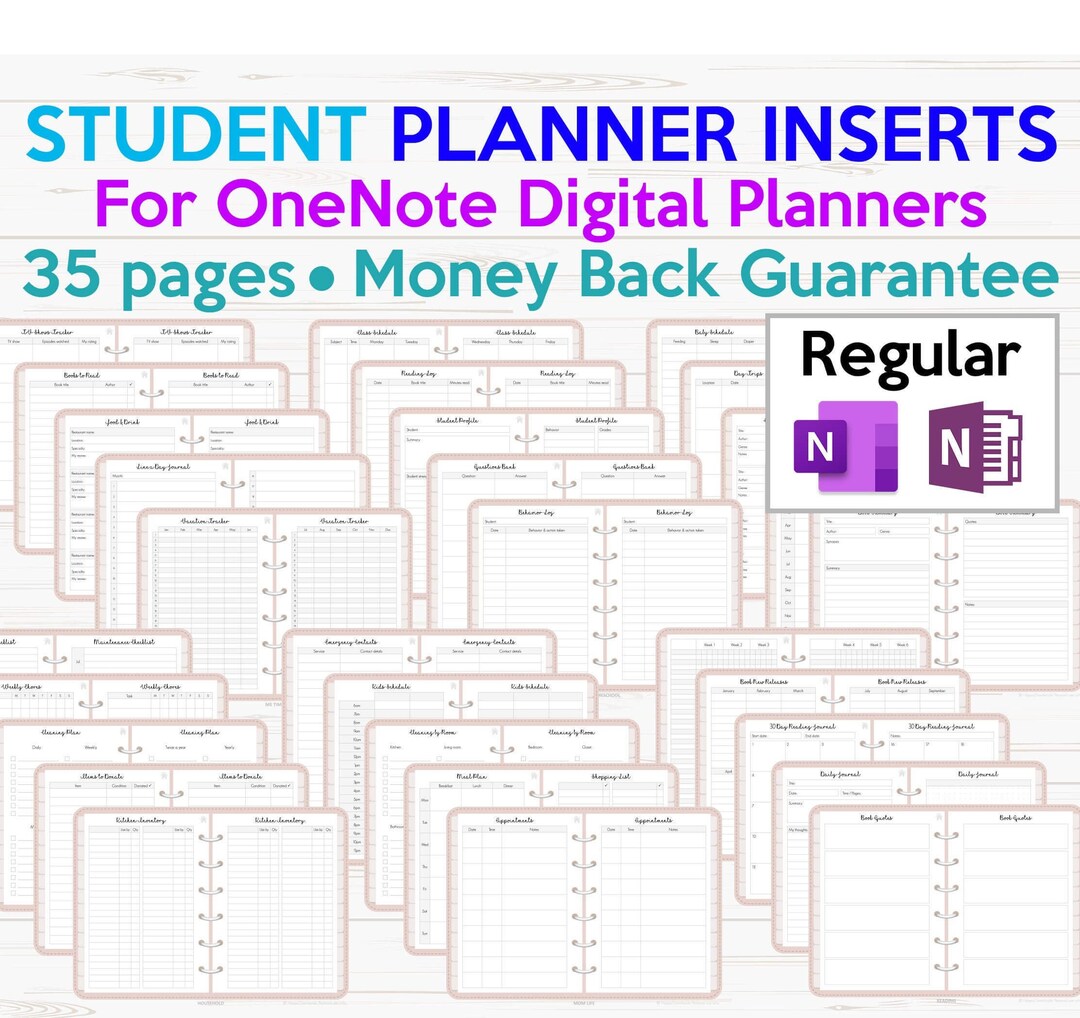 Student Onenote Digital Planner Templates Inserts Pack REGULAR - Etsy