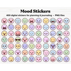 Mood Stickers Digital, Cute Stickers, Daily Mood Trackers, Digital ...