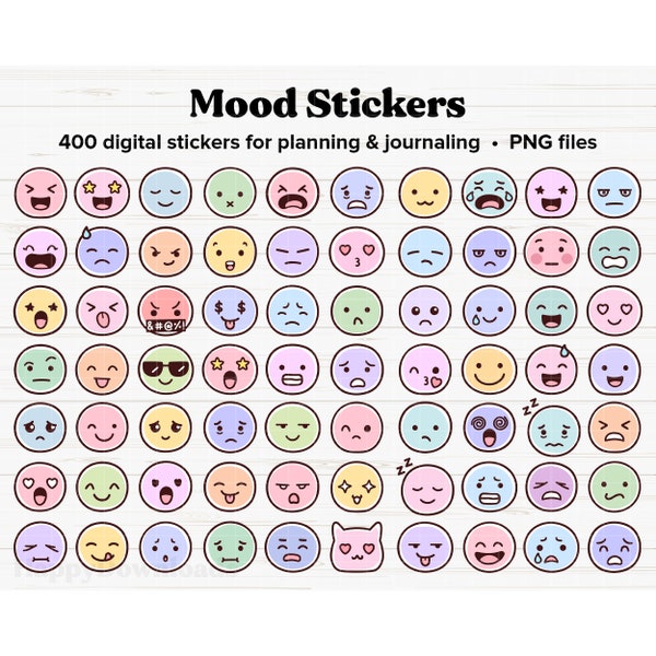 Daily Emotion Stickers - Etsy UK